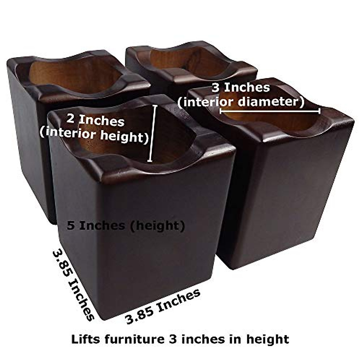 Ruckman Solid Wood Sofa, Table, Bed Riser, and Furniture Lifter (Set of 4, Lifts 3 Inches)