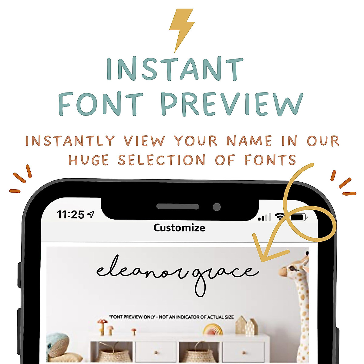 Custom Wood Name Sign for Nursery or Kids Room | Instant Font Preview + Multiple Styles Available Unpainted, Painted, or Stained | Personalized Baby Gift (Unpainted Quick Ship Name Sign)