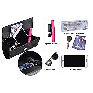 Outrip Women's Evening Bag Clutch Purse Glitter Party Wedding Handbag with Chain (Black)