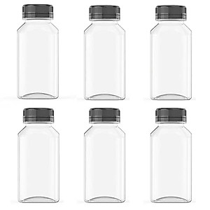 AQSXO 6 Pcs 4 OZ Plastic Juice Bottles, Plastic Milk Bottles, for Juice, Milk and Other Beverages.