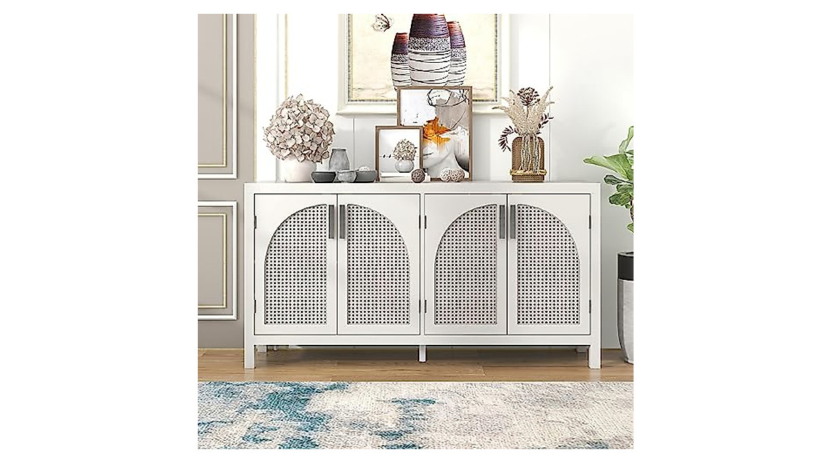 LUMISOL Accent Buffet Cabinet - Modern Rattan Sideboard