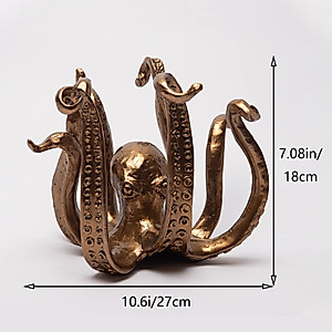 dytcfly Octopus Mug Holder for Home Decor, Upgrade Anti-Drop ccoffee Cup Holder for countertop，Retro Style Gold Resin Octopus Cup Holder, Octopus Statue Accessories for Kitchen Restaurant Coffee bar