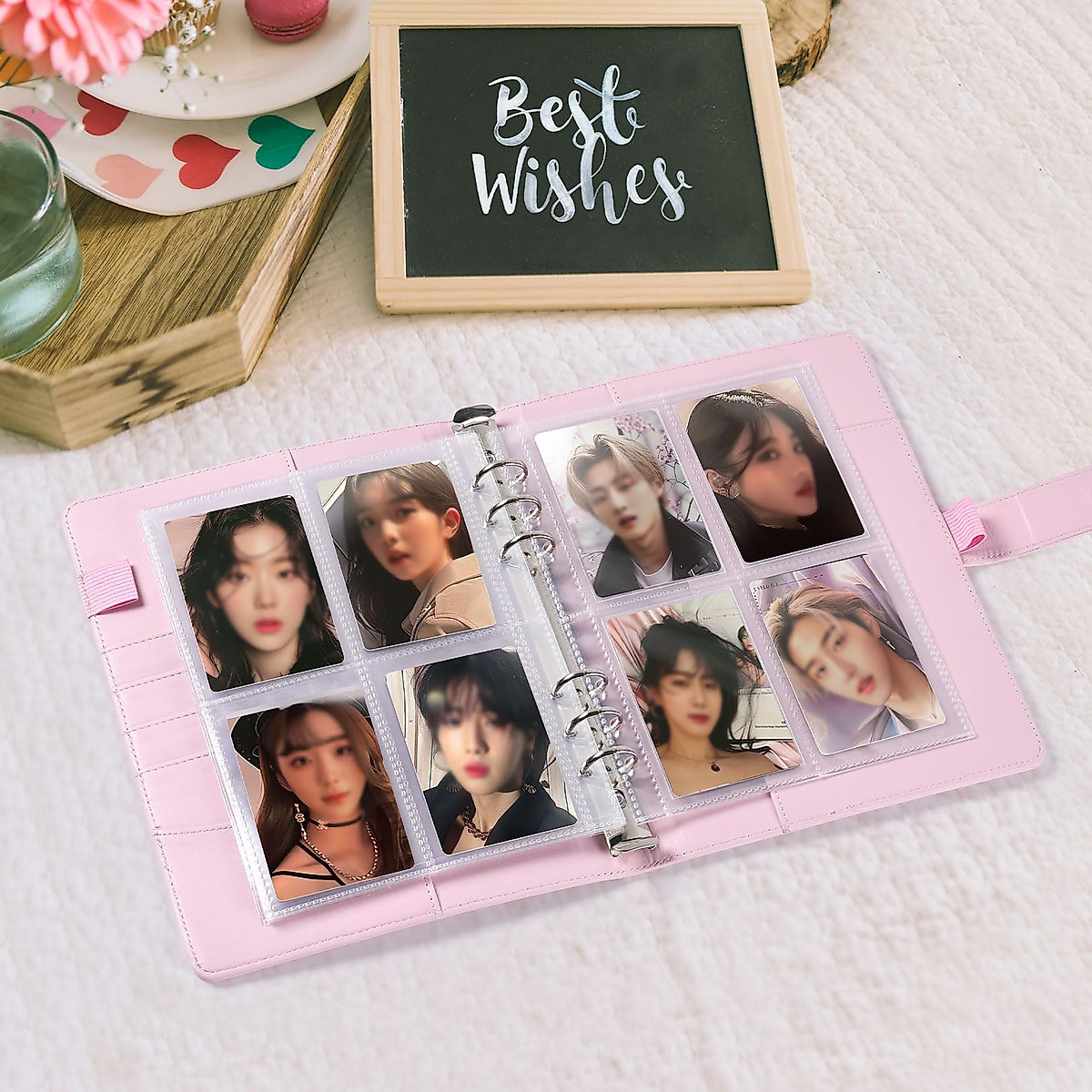 Sooez A5 Notebook Photocard Binder, 6 Budget Binder Ring Planner, Stylish Loose Leaf Personal Organizer Binder Cover with Magnetic Buckle, PU Leather Binder Women with Macaron Colors (Black)