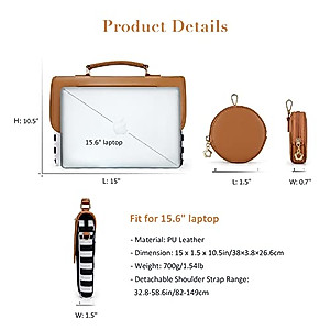 ECOSUSI Laptop Bag for 13-15 inch Notebook Compatible with MacBook Air/Pro M1 M2, Leather Slim Laptop Case Briefcase Computer Protective Sleeve