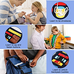 Joyfia Busy Board, Montessori Toys for Toddlers 1-3, Activity Sensory Board for Fine Motor Skills Learning, Preschool Educational Toys Travel Activities for Plane, Gifts for 2-4 Year Old Boys Girls