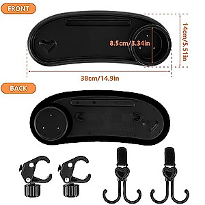 Stroller Snack Tray with Cup Holder Universal Stroller Food Tray Removable, Non-Slip Grip Clip for Stroller Bar Reusable Stroller Snacks Holder for Strollers with Round Armrests (A)