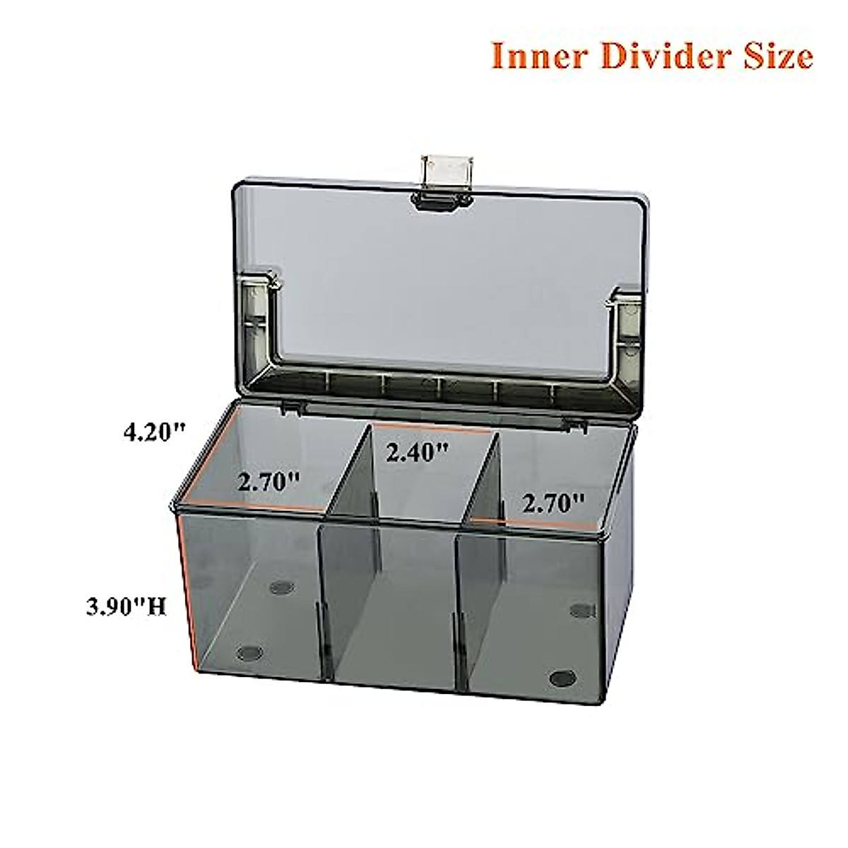 BangQiao Small Plastic Storage Box with Handle and Adjustable Dividers, Multipurpose Lockable Container Case for Sewing, Stationery, Art&Craft Supplies, Cosmetics, First Aid Kit, Clear/Smoke Green