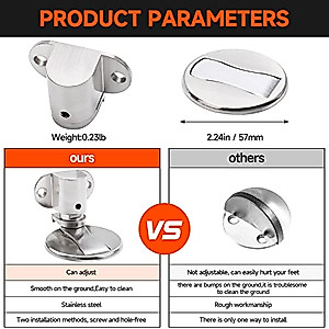 Magnetic Door Stop, Magnetic Door Stoppers for Bottom of Door, Adhesive No Drilling, Protect The Door from Collision When Opened (Silver 1)