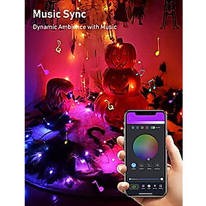 Probro Smart Fairy Lights, 66ft WiFi Dynamic Halloween Lights Work with Alexa Google Home RGB Color Changing Christmas Lights Outdoor 44 Modes Music Sync String Lights Bedroom for Halloween Christmas