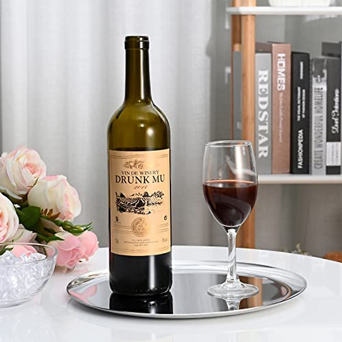 11.02inch/280 mm Silver Stainless Steel Tray,Round Jewelry Tray,Cosmetic Storage Tray,Service Tray,Decorative Tray,Multi-uses Storage Tray Organizer Plate