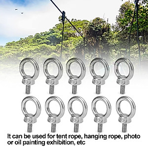 Lifting Eye, Screw Eye Kit Lifting Eye Bolts 10pcs M6 Stainless Steel Lifting Eye Bolts Eye with Lock Nuts for Tage Lighting Safety Ropes