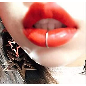 20G Stainless Steel Nose Rings 8mm Nose Cuff Piercing Jewelry Hoop for Faux Lip Septum Boby Piercing (6 pcs)