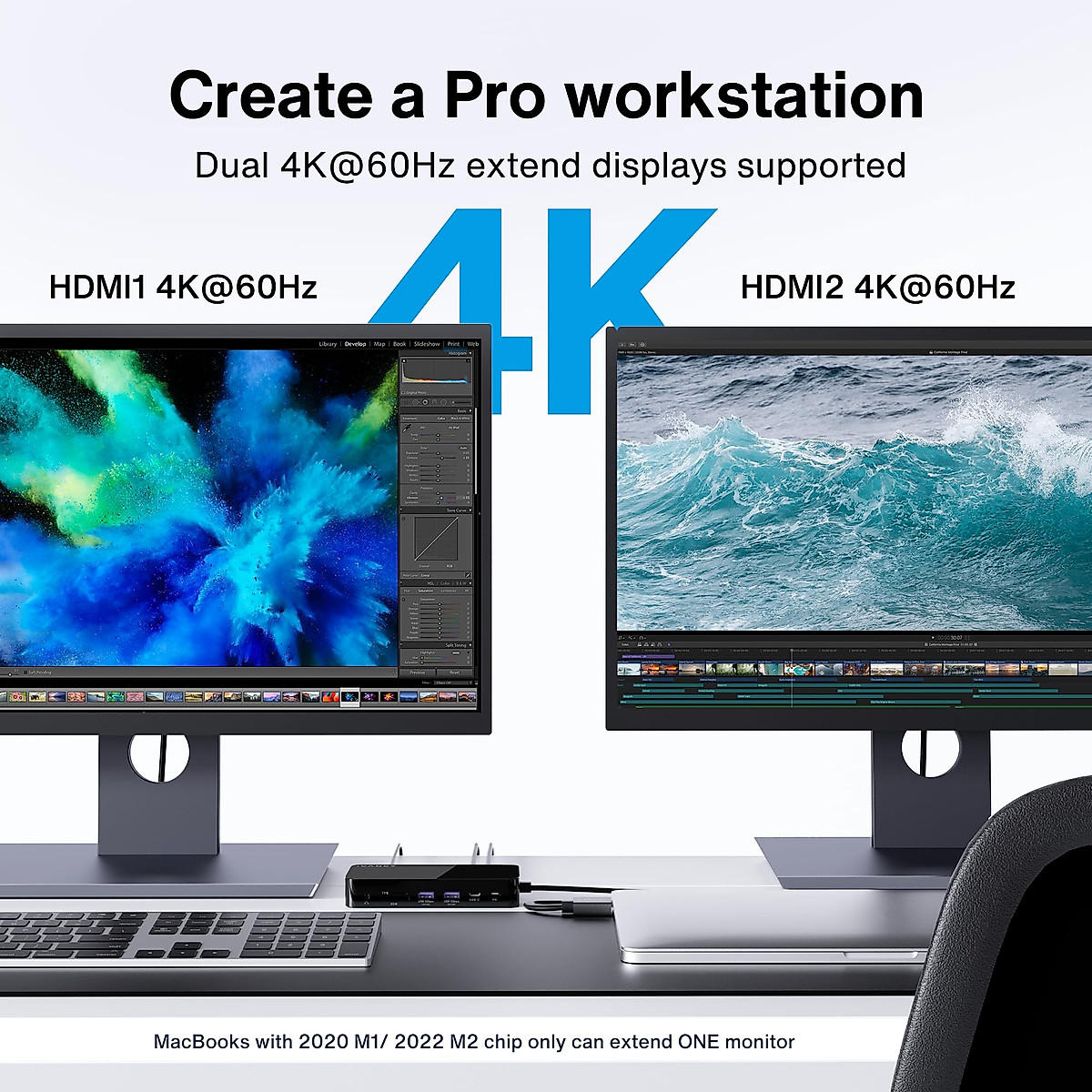 iVANKY FusionDock 1 M4 MacBook Pro Docking Station with 150W Power Adapter, 12-in-2 Dual 4K@60Hz Monitor Dock for MacBook M1/M2/M3 Pro/Max Display Dock 2HDMI 2.0, 96W PD, 6 USB, Ethernet SD/TF Audio