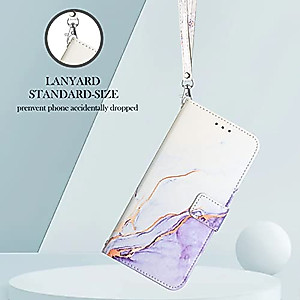 ONV Wallet Case for Oppo Reno 6 Pro+ 5G - Premium Marble Painted Leather Flip Case Stand Card Slot Magnet with Silicone Shell Flip Cover for Oppo Reno 6 Pro+ 5G [Marble] -WhitePurple