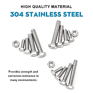 150PCS M5 Hex Head Cap Screws Bolts and Nuts Assortment Set,304 Stainless Steel Fasteners Bolts Kit with Combination Box，10/16/20/25/30mm Length