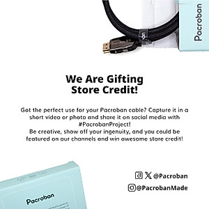 Pacroban 8K HDMI Cable 2.1, 48Gbps Ultra High Speed HDMI Cord, 4K@120Hz, ARC, eARC, Dolby Atmos, HDCP 2.3, HDR, Available in 3FT, 6FT, 10FT, 13FT, 16FT, 25FT, 30FT, 50FT, 75FT (3FT Black)