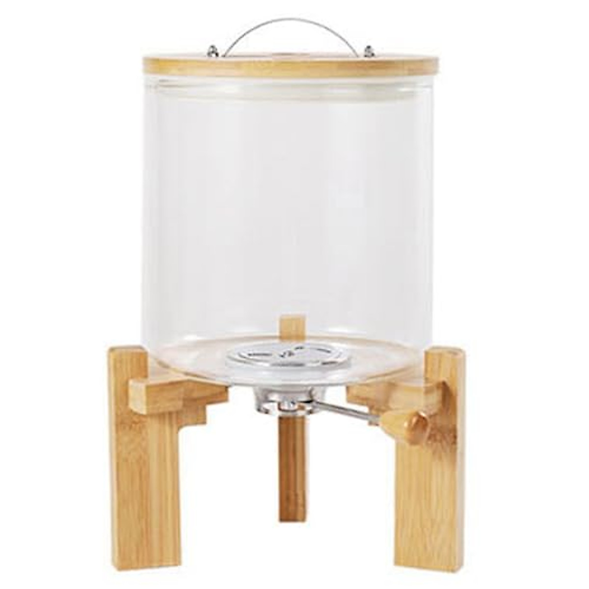 LOVEJO Rice Dispenser Airtight Glass Container with Bamboo Lid, Large Food Storage with Lids for Rice Grains Beans, Sugar Flour Container 20 lbs, Kitchen Countertop Cereal Cup Organizer 5L