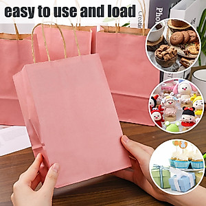 JOHOUSE 32PCS Pink Paper Bags with Handle, Party Favor Bags Gift Bags with Handles for Proposal Girl Birthday Goodie Bags 5.5" x 2.8" x 7.9"