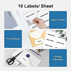 INJINEO Address Labels, 2" x 4" Shipping Address Labels for Inkjet & Laser Printers, Mailing Labels Compatible with 5163, 5263 and 8163 Labels, Easy to Peel (250 Labels, 25 Sheets)