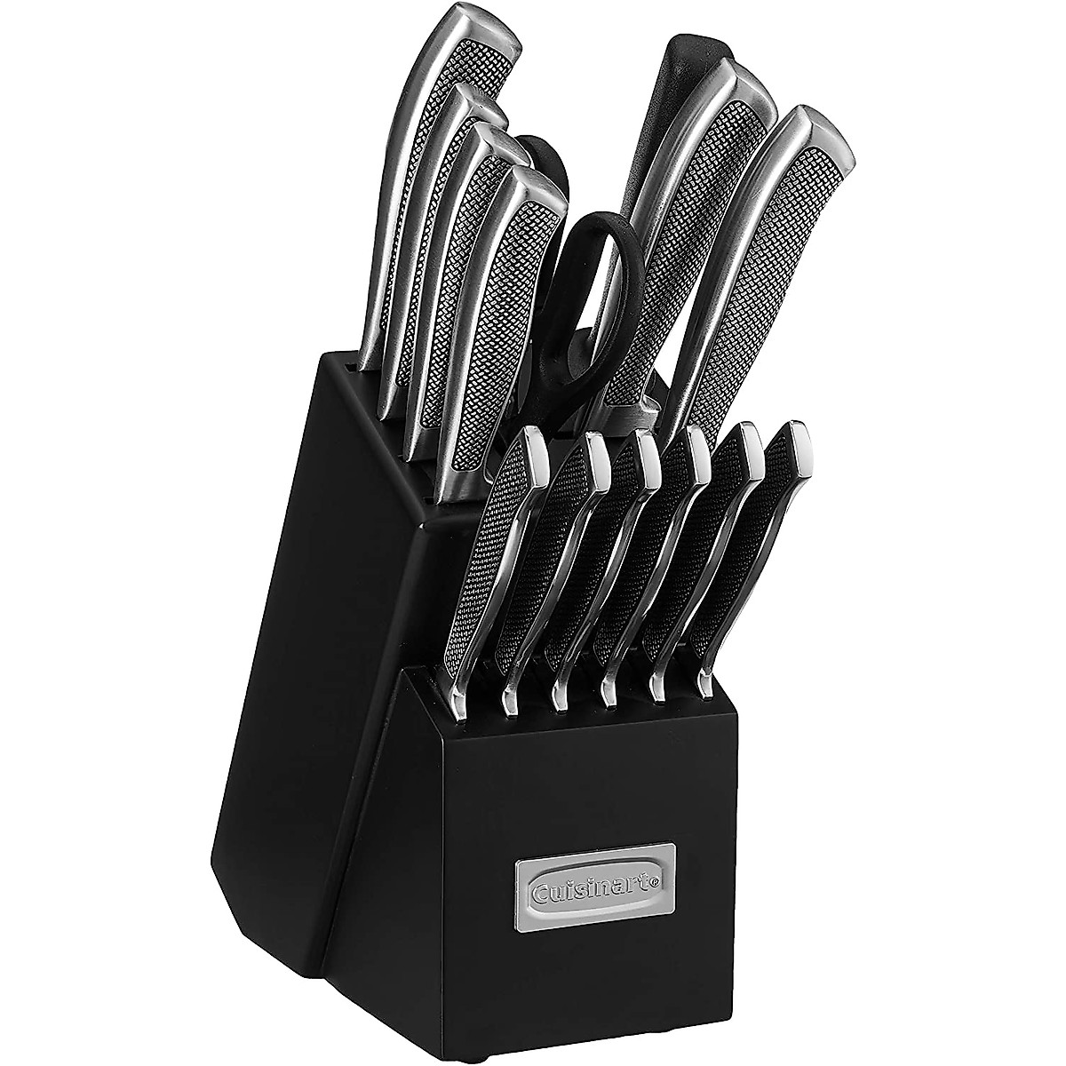 CUISINART Block Knife Set, 15pc Cutlery Knife Set with Steel Blades for Precise Cutting , Lightweight, Stainless Steel, Durable & Dishwasher Safe,C77SS-15P