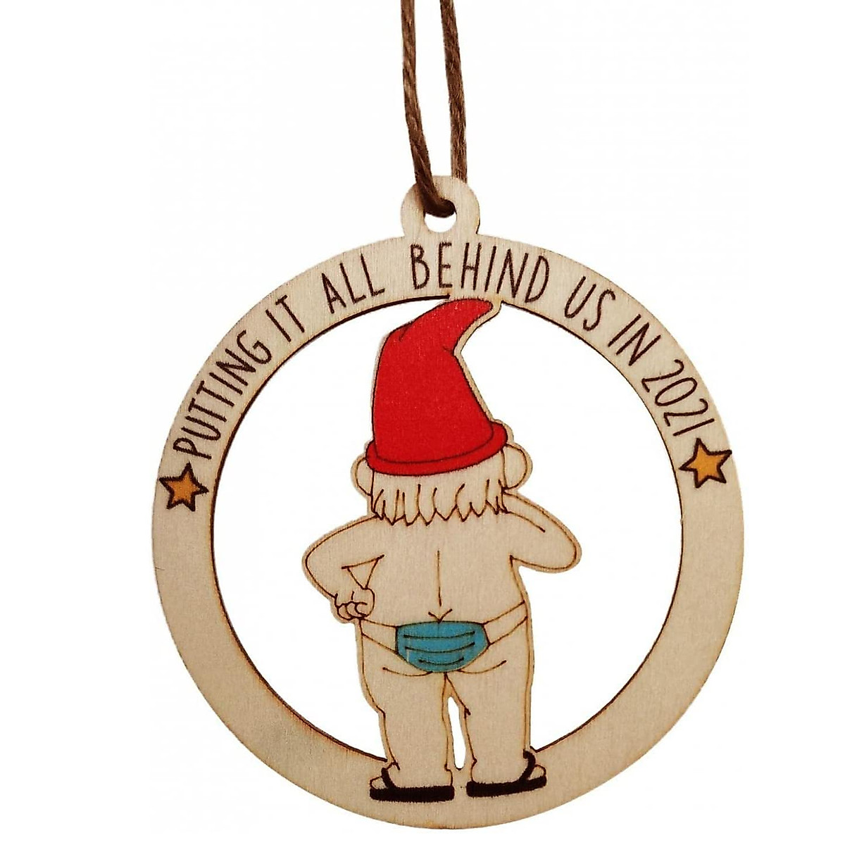 GTRXTAR 4PC 2021 Wooden Christmas Ornaments Christmas Tree Wooden Round Pendant Decoration, Christmas Tree Home Garden Decoration Hanging Ornaments