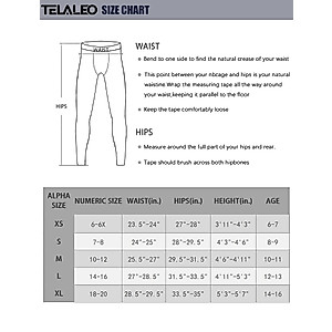 TELALEO 1 Pack Boys' Youth Compression Leggings Pants Tights Athletic Base Layer for Running Hockey Basketball Black S