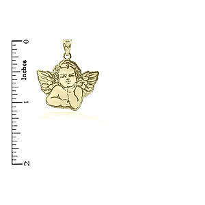 Certified 10k Yellow Gold Personalized Cherub Guardian Angel Pendant Custom Engraved with Any Name