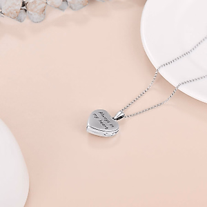AOBOCO Heart Locket Necklace That Holds Pictures Sterling Silver Cherry Blossom Flower Lockets Jewelry for Women - Always in My Heart