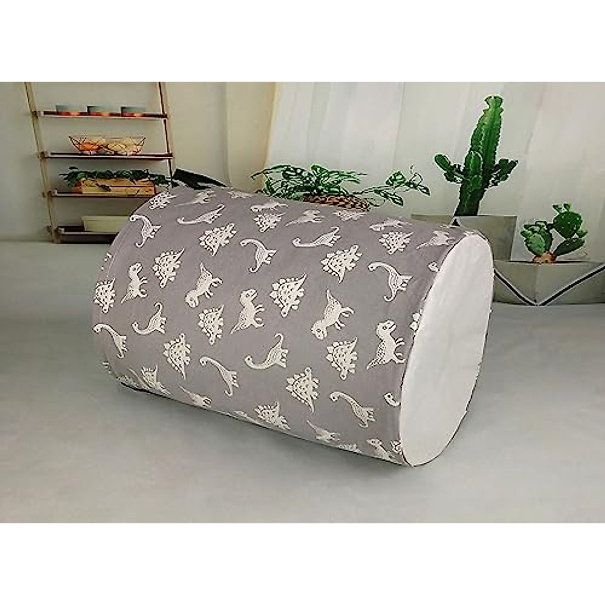 ACMUUNI Durable Canvas Large Clothes Basket Laundry Hamper with Handles,Waterproof Cotton Storage Organizer Perfect for Kids Boys Girls Toys Room, Bedroom, Nursery,Home,Gift Basket(Grey Dinosaur)