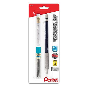 Pentel Mechanical Pencil GraphGear 500 Automatic Drafting Pencil - .7mm Lead Size - Includes 50 Lead & 4 Eraser Refills