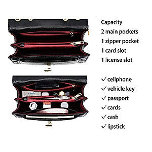 Plergi Small Genuine Leather Crossbody Quilted Flap Handbag with Chain Strap for Women Lightweight Cellphone Bag