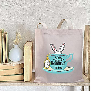 BDPWSS Alice Tote Bag A Very Merry Unbirthday To You Handbag For Bookworm Book Lover Gift (Unbirthday to you TG)