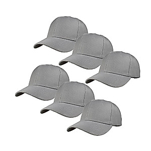 Gelante Plain Blank Baseball Caps Adjustable Back Strap Wholesale Lot 6 Pack - 001-Light Gray-6Pcs