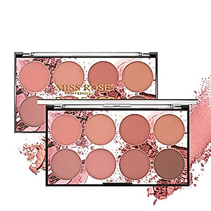 Makeup 8 Color Blush Palette, Contour and Highlight Blush Palette Matte Blush Powder Bright Shimmer Face Cosmetics Blusher Light Face Blush Palette with Blush Brush