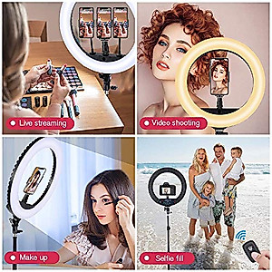 18 inch LED Ring Light with Tripod Stand Dimmable Makeup Selfie Ring Light for Studio Portrait YouTube Vlog Video Shooting with Carrying Bag and Remote Controller, CRI 90