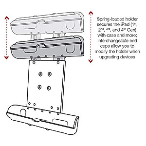 RAM Mounts RAM-HOL-TAB17U Tab-Tite Tablet Holder for Apple iPad Gen 1-4 with Case + More Compatible with RAM B 1" and C 1.5" Size Round Ball Bases
