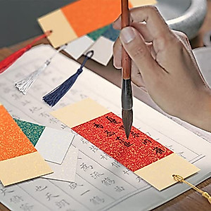 HINZIC 30Pcs Chinese Traditional Bookmark 6*18CM Xuan Paper Blank Bookmark with Colorful Tassels for Book Lovers DIY Making Gift