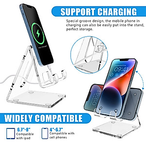 Acrylic Cell Phone Stand for Desk, Phone Holder for Office, Portable Phone Holder, Compatible with iPhone15 14 13 12 11 Pro XS Max XR 8 7 6S Plus, Samsung S20+ Note10, Tablets（1Pack）