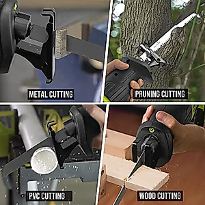 Cordless Reciprocating Saw - SnapFresh 20V Reciprocating Saw for Wood Metal Plastic Cutting, 1-inch Stroke Length, 3000 SPM Cordless Electric Saw w/ 2.0 Ah Battery, 1h Fast Charger, 5 Saw Blades