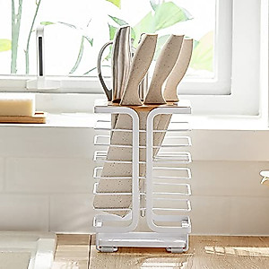 Cedilis Kitchen Knife Block with a Drip Tray, Solid Framed Knife Holder Storage Organizer for Kitchen Counter, 8 Slot