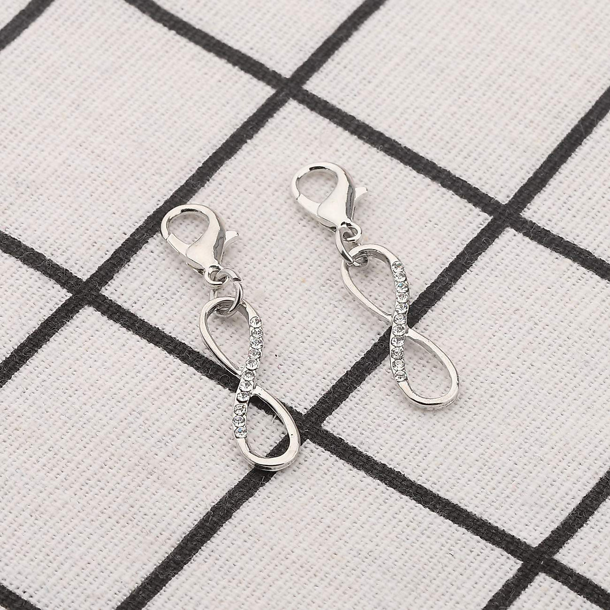 LQRI Infinity Charms Infinity Clip on Charm Infinity Symbol Connectors Charms Pendant Zipper Pull,Charms for Purse,Set of 2 (sliver)