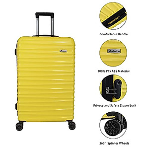 Aklsvion Luggage Sets 3 Piece(20/24/28)-Suitcase Set- Luggage with Wheels-PC + ABS Durable Lightweight Rotating hardshell suitcase 5PCS(Yellow)…