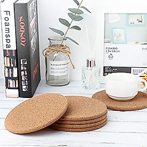 Boao Wooden Thick Cork Drink Coasters, for Home Bar Kitchen Restaurant Cafe Wedding Supplies (0.3 Inch Thick x 6 Inch Diameter, 6 Pieces)