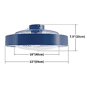TC-Home Ceiling Fan with LED Light Invisible Blades 22 inches Morden Blue Lighting Color Changing Close to Ceiling Chandelier Fan