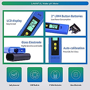 Water pH Meter and TDS Meter, LAWNFUL pH and 3 in 1 TDS&EC Water Tester Combo, Turbidity Meter, ±0.01 pH Accuracy ±2% F.S Accuracy TDS/EC/Temperature Meter, Pen Type and Handheld, PPM Meters