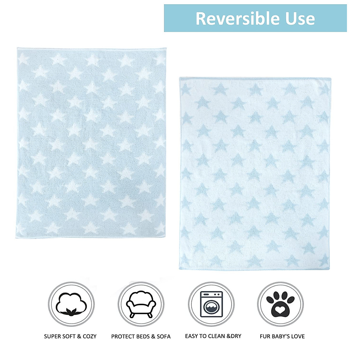 Little Grape Land Chenille Baby Blanket,Baby Blankets for Boys Gilrs Newborn,Soft Fuzzy Warm Swaddle Receiving Blanket Toddler Blanker for Crib Stroller Infant Nursery,40x30 Inches(Blue Stars)