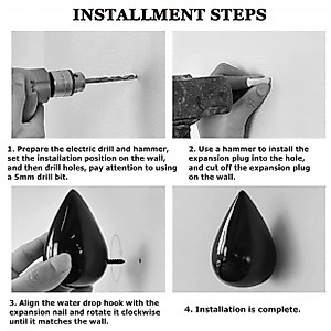 E Support Simple Water Drop Shaped Coat Hanger Wall Mounted Decorative Hooks Hat Rack for Hanging Bathroom Dressing Room Decoration