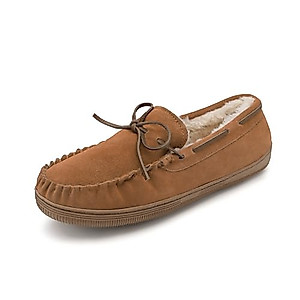 DREAM PAIRS Men's Moccasin Slippers Fuzzy Plush House Shoes Indoor Outdoor Fleece Lining Loafers,Size 15,TAN,FUR-LOAFER-01