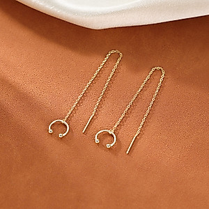 SLUYNZ 925 Sterling Silver Cuff Earrings Chain for Women Crawler Earrings Wrap Climber Earrings Cool Earrings(yellow gold)