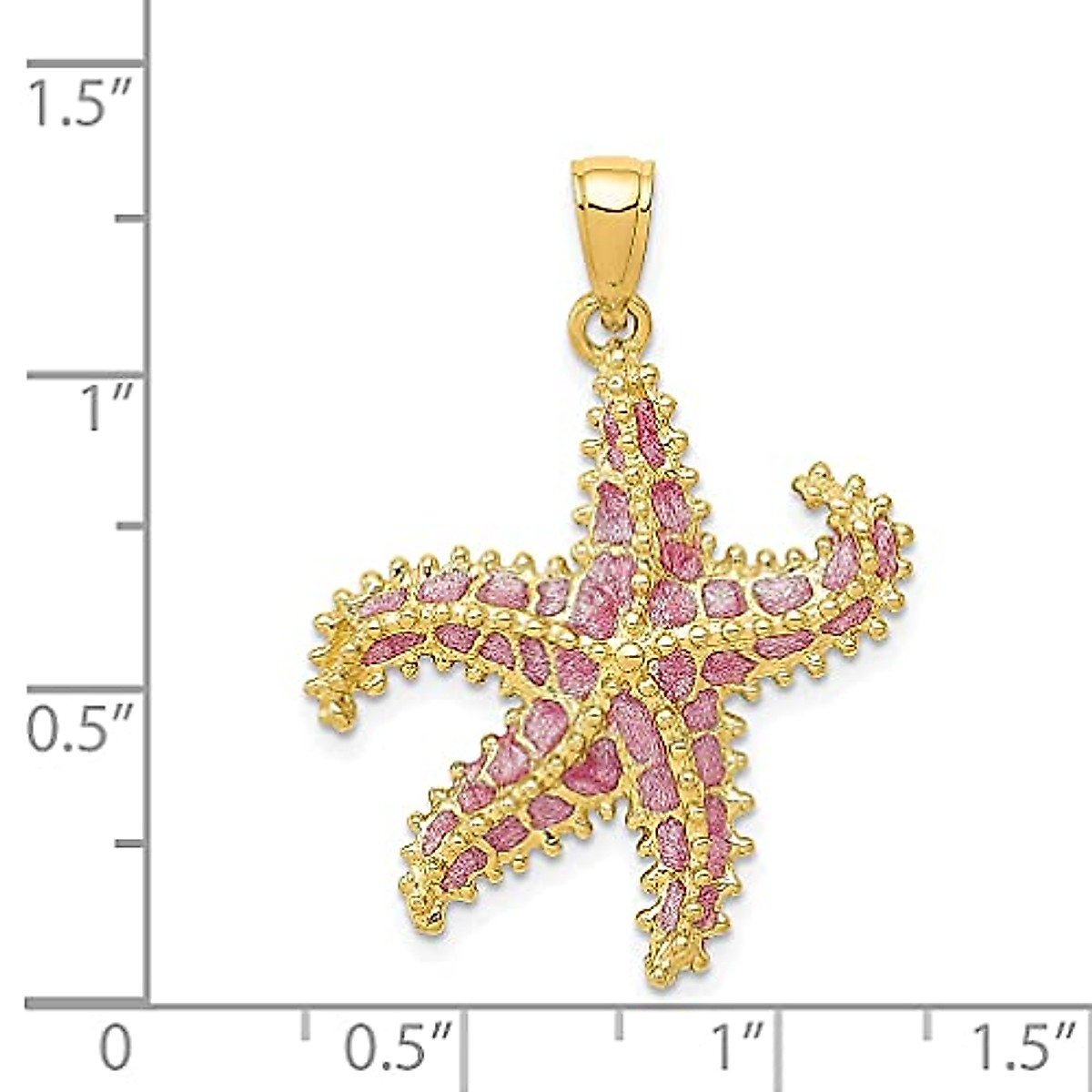 IceCarats 14K Yellow Gold Pink Starfish Necklace Charm Pendant 34mm x 23mm Only